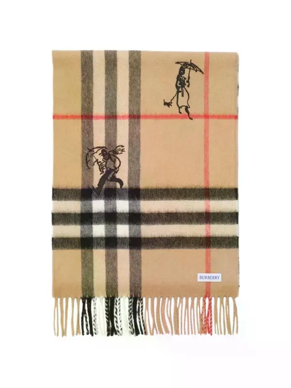 Burberry Mates Checkered Cashmere Scarf - Neutrals