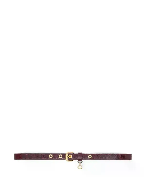 Maje Slim Leather Belt With Eyelets - Red