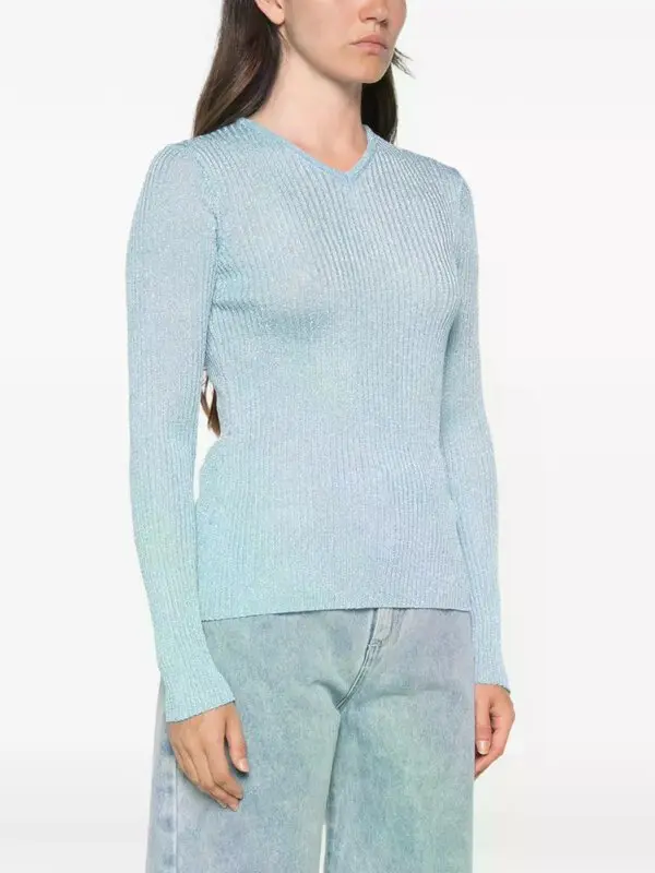 Maje Ribbed-knit V-neck Sweatshirt
