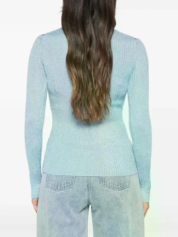 Maje Ribbed Knit V-neck Sweatshirt - Blue