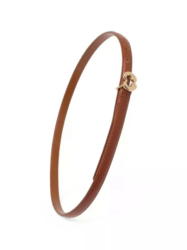 Maje Slim Smooth Leather Logo Belt - Brown