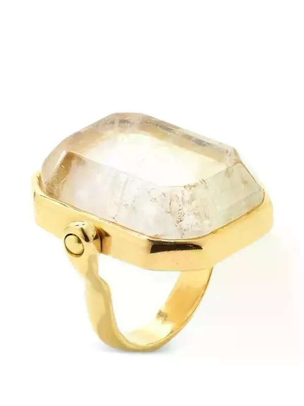 GOOSSENS Large Stones Emerald-cut Rock Crystal Ring - Gold
