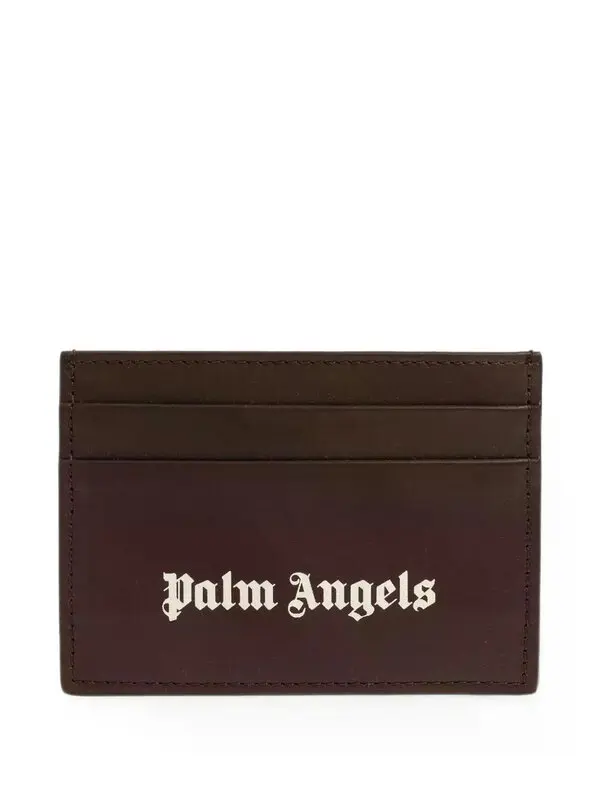 Palm Angels Logo-print Leather Card Holder - Brown