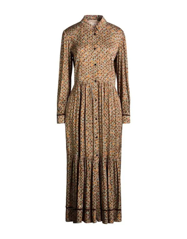 PUROTATTO Midi Dress Rust Size Viscose, Elastane