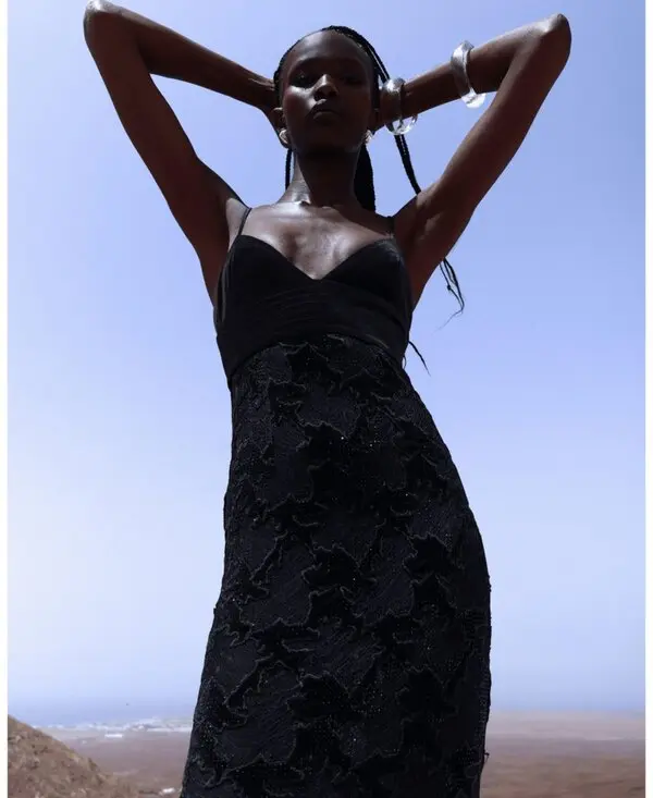 MISS CIRCLE NEW YORK Quinsley Velvet Crystal Lace Maxi Dress