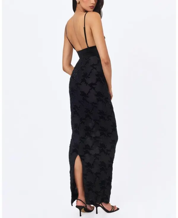 MISS CIRCLE NEW YORK Quinsley Velvet Crystal Lace Maxi Dress