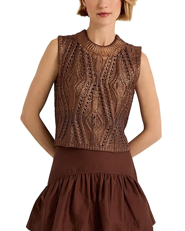MARIE OLIVER Mcguire Cotton-blend Mock Neck Top - Chocolate