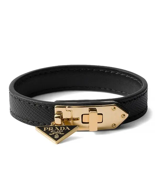 Prada Saffiano Leather Bracelet - Black