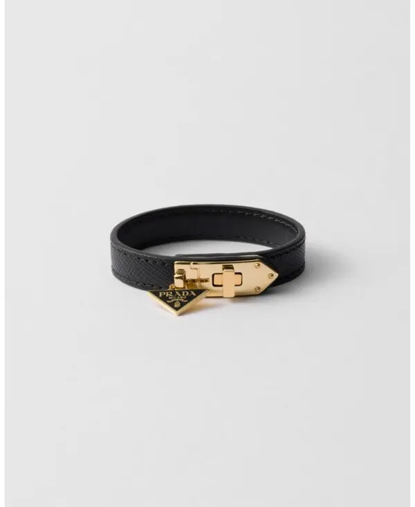 Prada Saffiano Leather Bracelet - Black