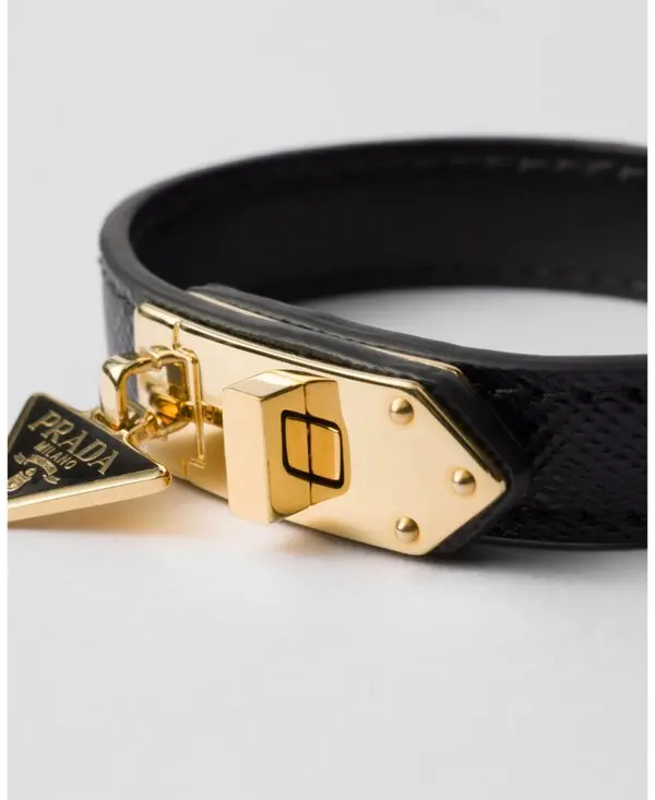 Prada Saffiano Leather Bracelet - Black