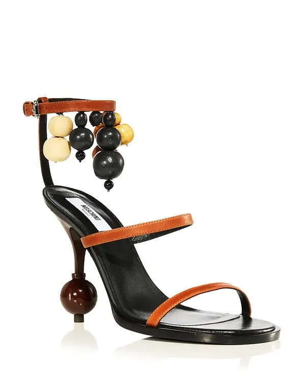 Moschino Beaded Satin Sandals - Hide