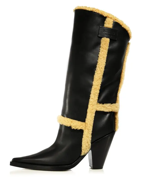Moschino Faux Leather & Faux Shearling Boots