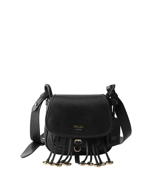 Prada Corsaire Mini Aged Leather Shoulder Bag - Black