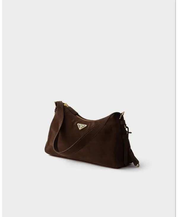Prada Aimee Medium Suede Shoulder Bag