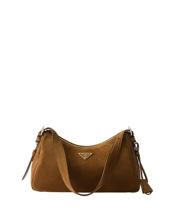 Prada Aimee Medium Suede Shoulder Bag - Cinnamon