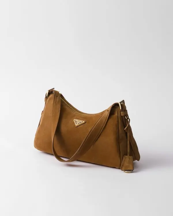 Prada Aimee Medium Suede Shoulder Bag - Cinnamon