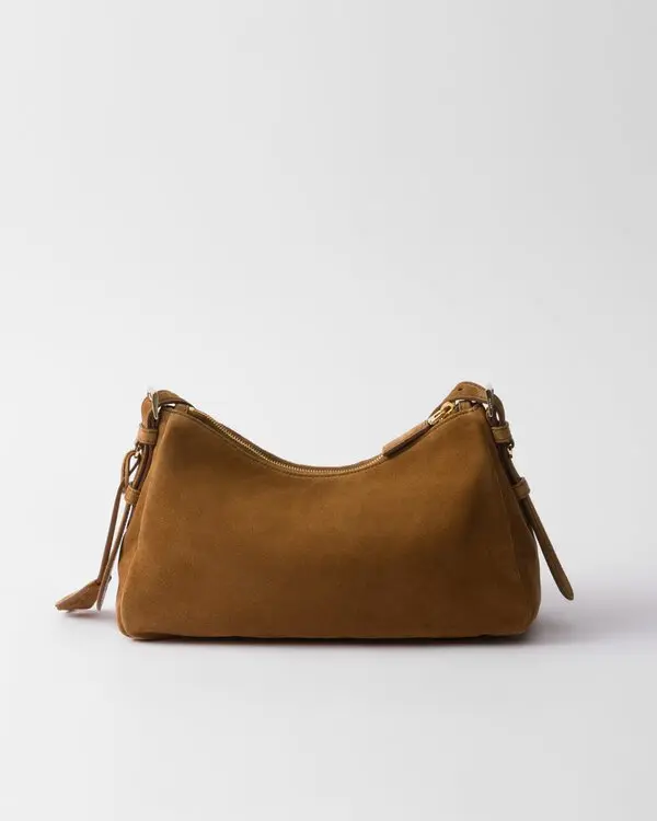 Prada Aimee Medium Suede Shoulder Bag - Cinnamon