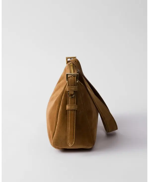 Prada Aimee Medium Suede Shoulder Bag - Cinnamon