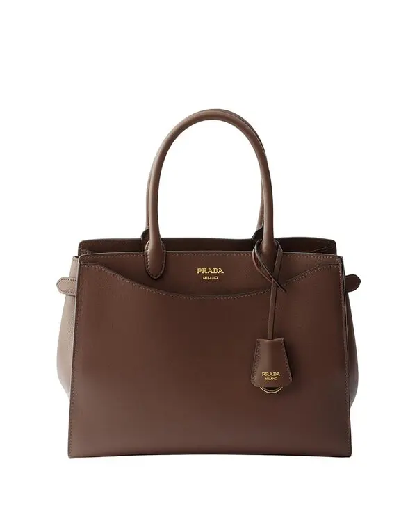 Prada Prelude Large Leather Top Handle Bag - Brown