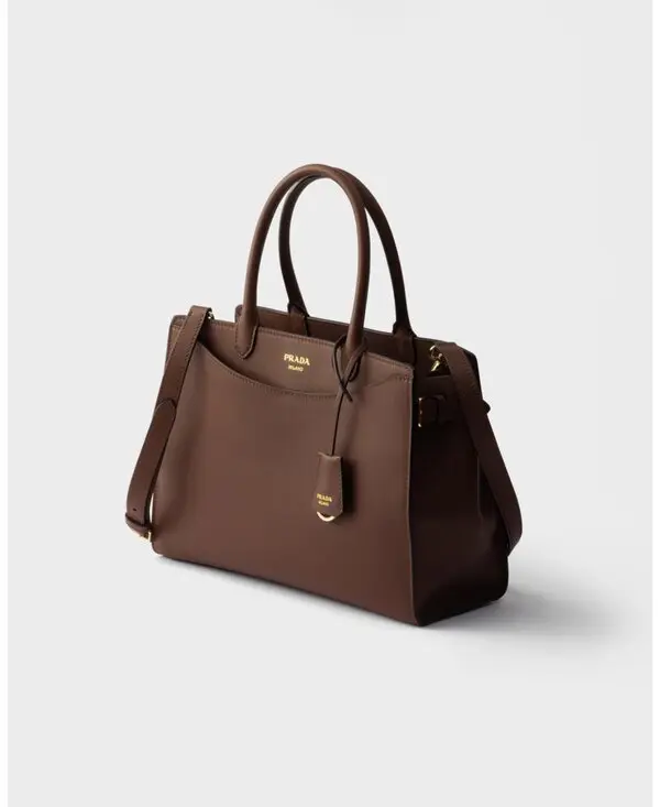 Prada Prelude Large Leather Top Handle Bag - Brown