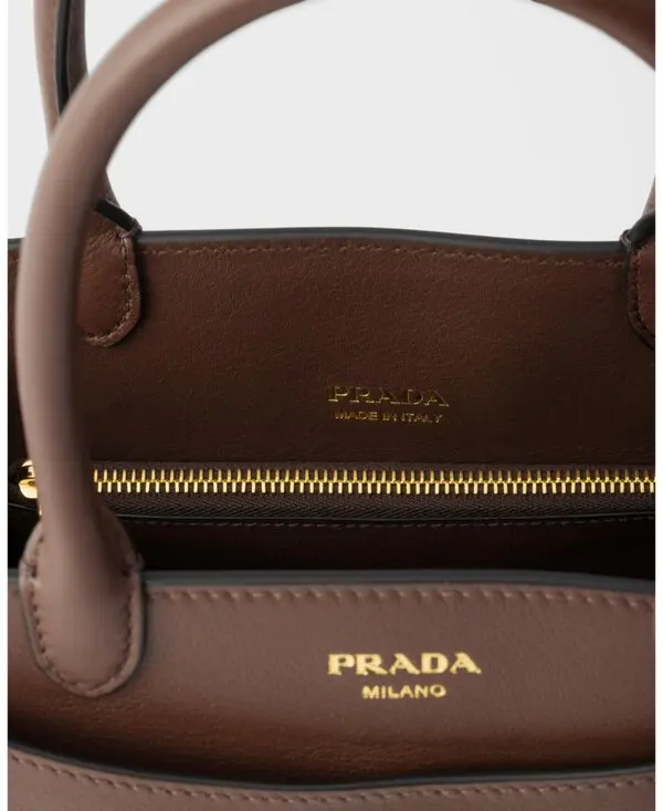 Prada Prelude Large Leather Top Handle Bag - Brown