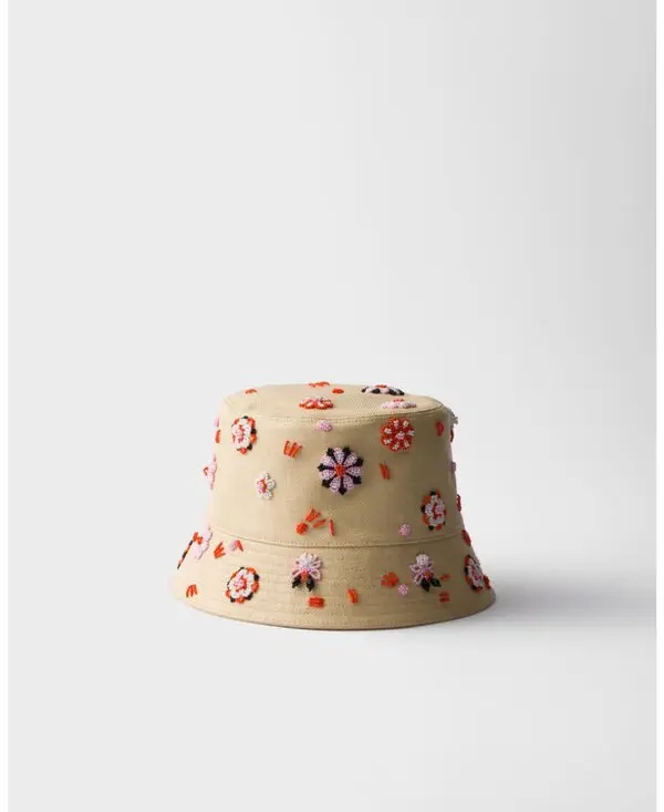 Prada Embroidered Canvas Bucket Hat