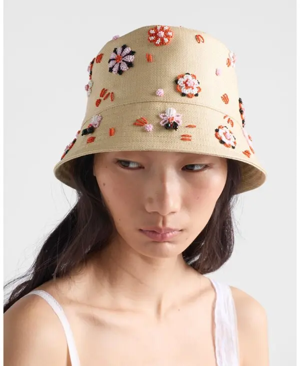 Prada Embroidered Canvas Bucket Hat
