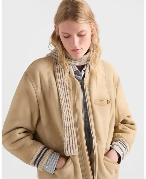 Prada Wool And Mouline Cashmere Scarf