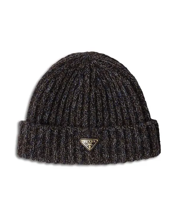 Prada Mouline Cashmere And Wool Beanie - Blue/brown