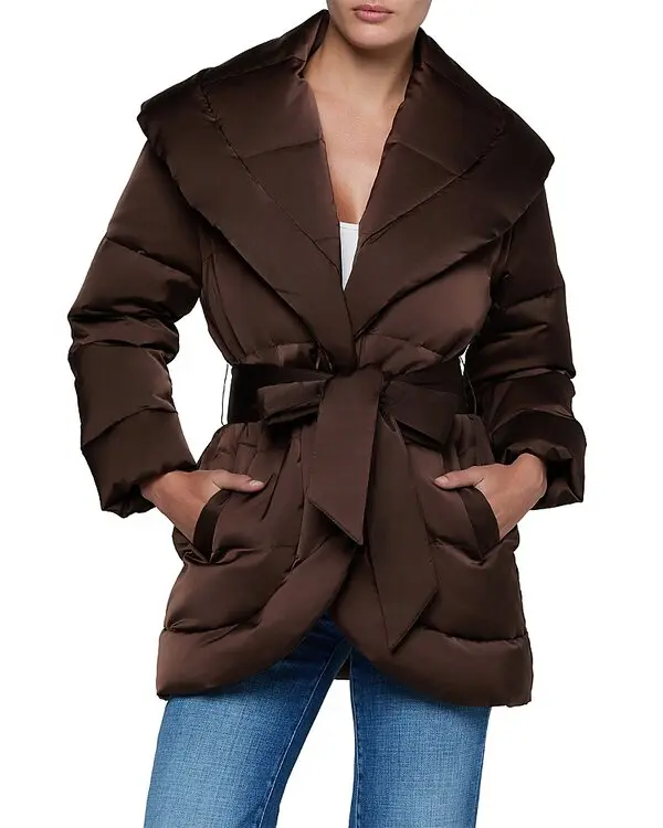 L'Agence Glacier Shawl Collar Down Puffer Coat