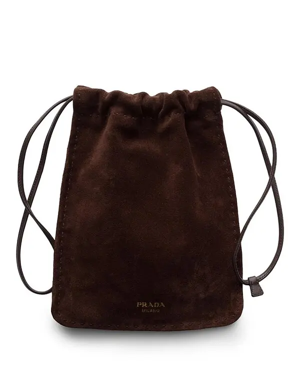 Prada Suede Smartphone Pouch - Dark Brown