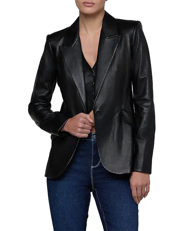 L'Agence Chamberlain Leather Blazer - Black