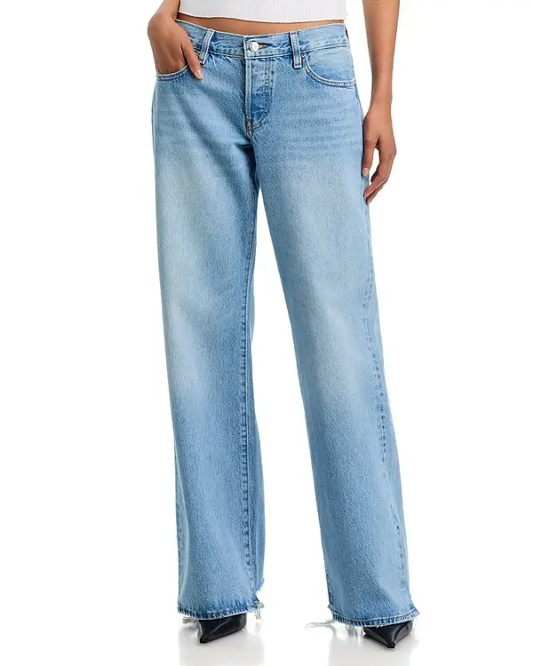 FRAME The Pixie Gray Low Rise Jeans - Dodger Offset Hem