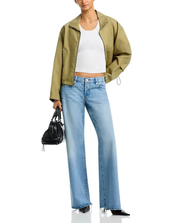 FRAME The Pixie Gray Low Rise Jeans - Dodger Offset Hem