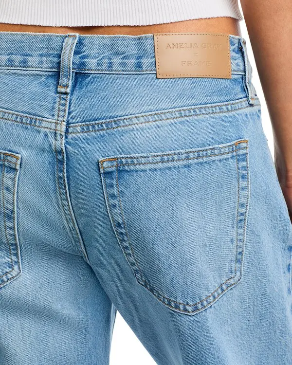 FRAME The Pixie Gray Low Rise Jeans - Dodger Offset Hem