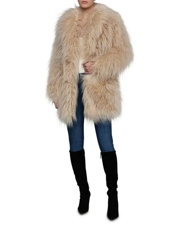 L'Agence Toira Faux Fur Long Sleeve Coat