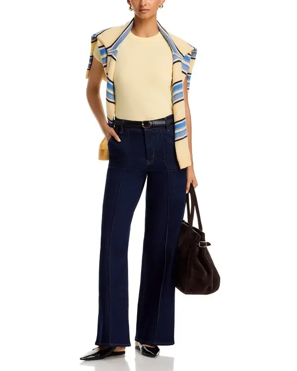 FRAME Le Slim Palazzo Pintuck Pocket High Rise Jeans