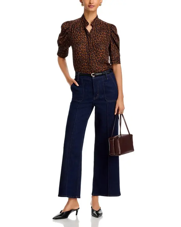 FRAME Le Pixie Slim Palazzo Pintuck Pocket High Rise Jeans