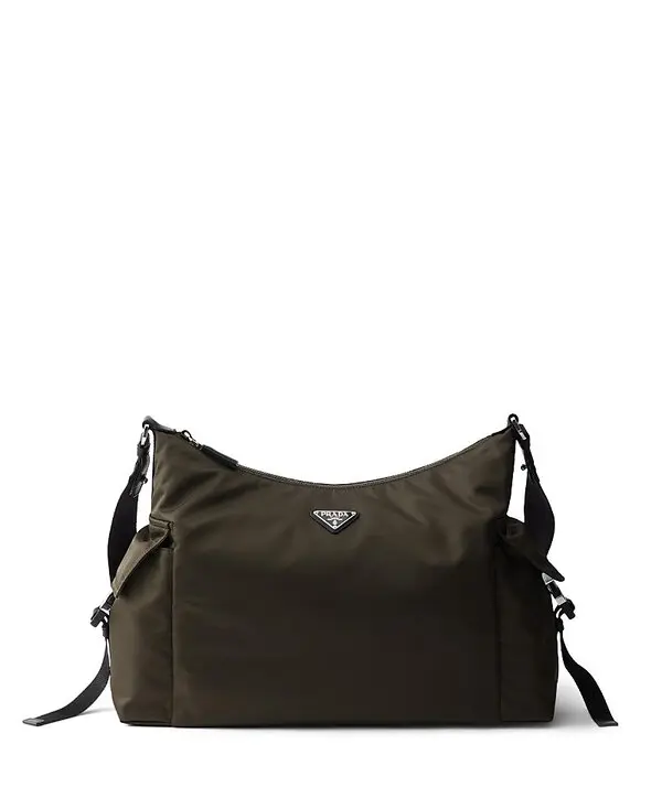 Prada Explore Nylon & Leather Enameled Triangle Logo Crossbody - Green