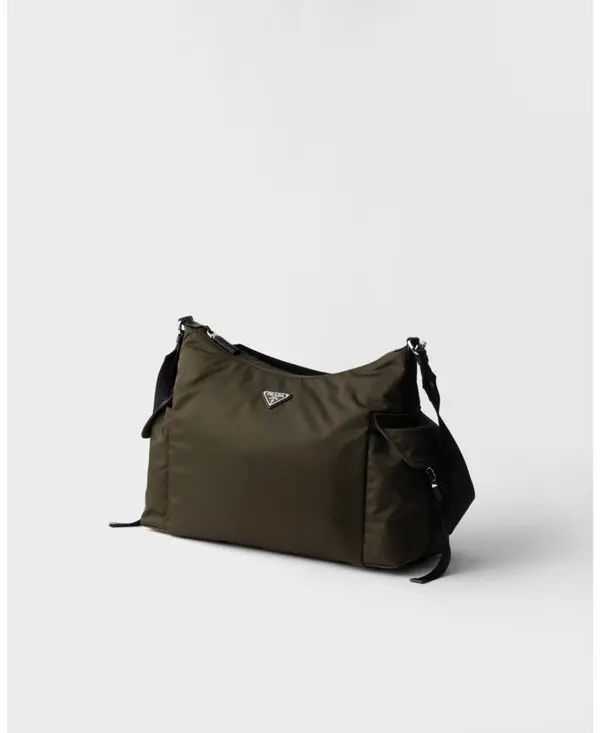 Prada Explore Nylon & Leather Enameled Triangle Logo Crossbody - Green