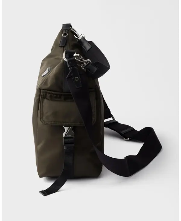 Prada Explore Nylon & Leather Enameled Triangle Logo Crossbody - Green