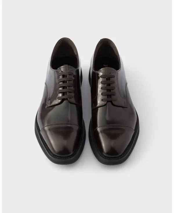 Prada Leather Cap Toe Derby Dress Shoes