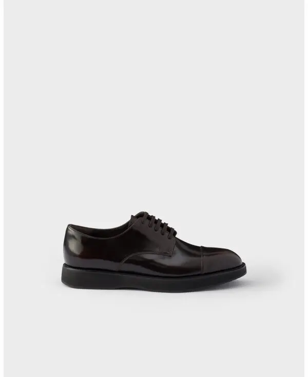 Prada Leather Cap Toe Derby Dress Shoes