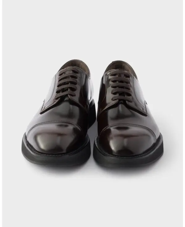 Prada Leather Cap Toe Derby Dress Shoes