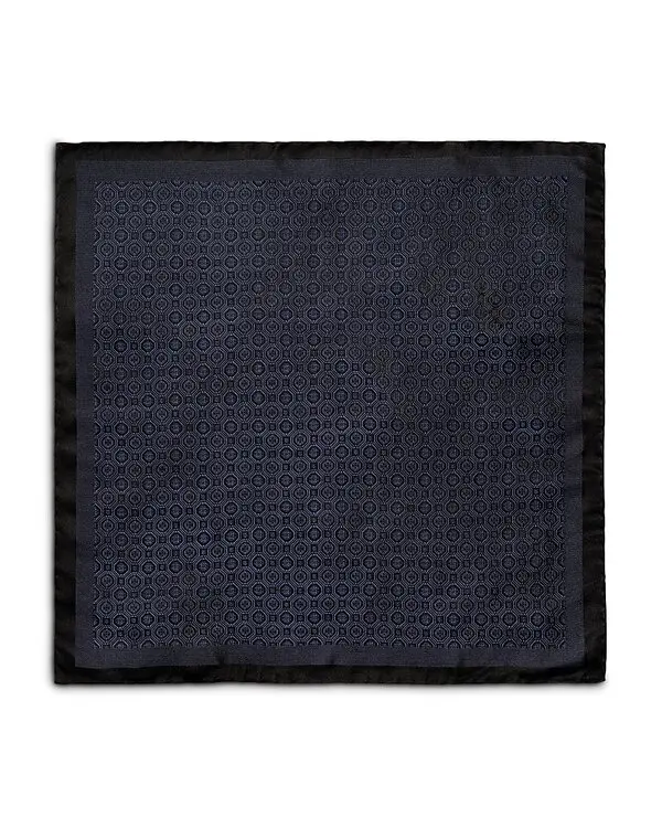 Eton Medallion Woven Silk Pocket Square - Navy
