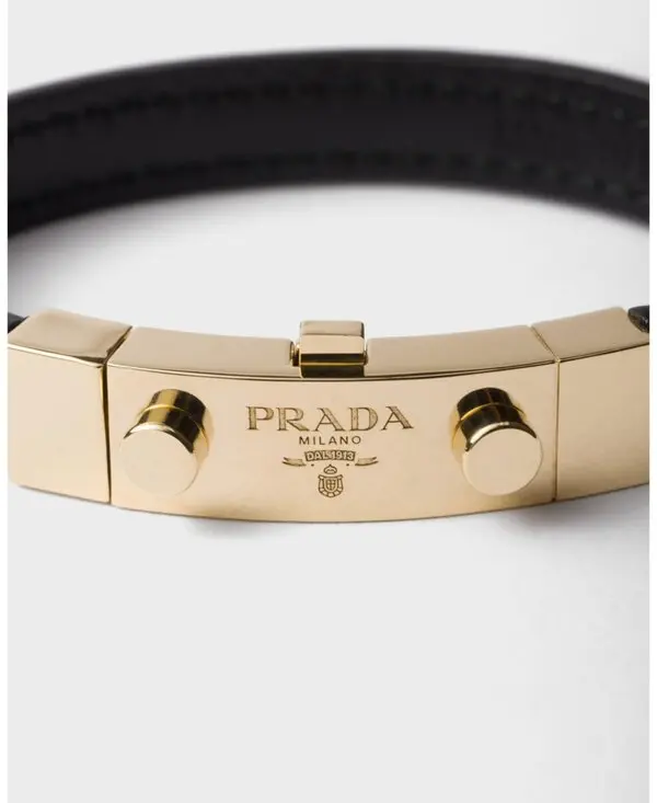Prada Saffiano Leather Bracelet - Black