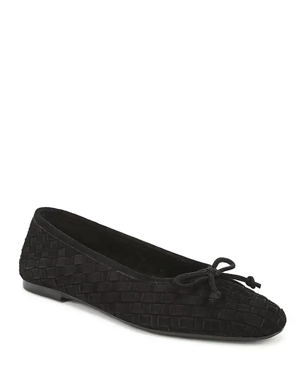 Sam Edelman Ruthie Suede Bow Woven Ballet Flats - Black