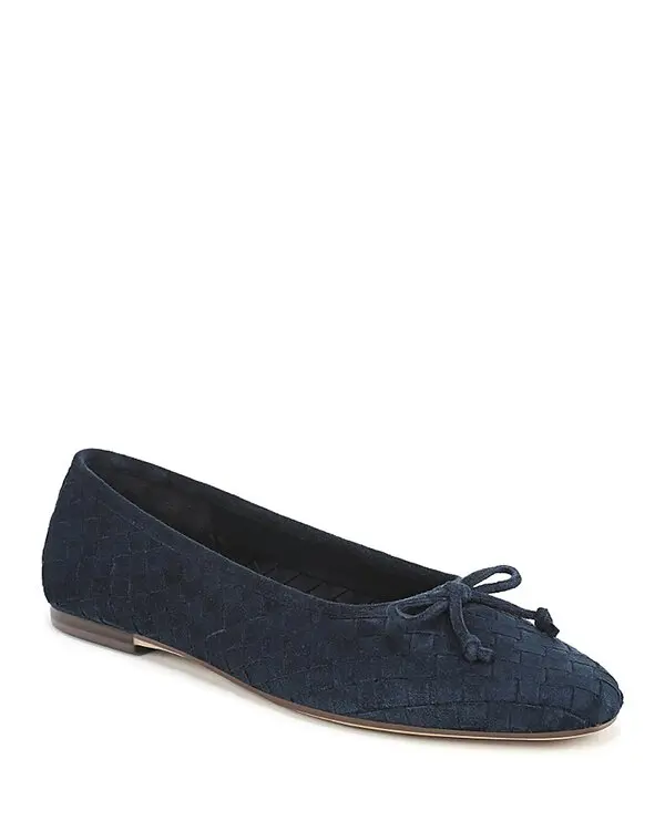 Sam Edelman Ruthie Suede Bow Woven Ballet Flats - Oasis Navy