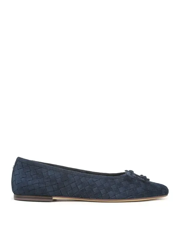 Sam Edelman Ruthie Suede Bow Woven Ballet Flats - Oasis Navy