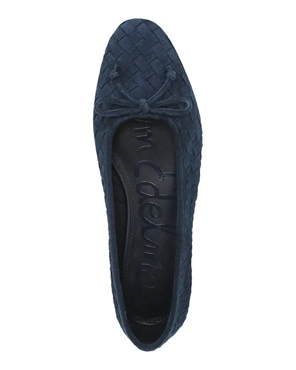 Sam Edelman Ruthie Suede Bow Woven Ballet Flats - Oasis Navy